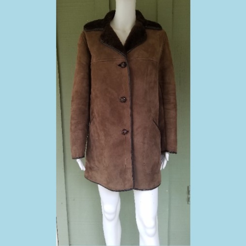 Genuine Brown Sheep Skin Shearling 3/4 Coat Please Re… - Gem